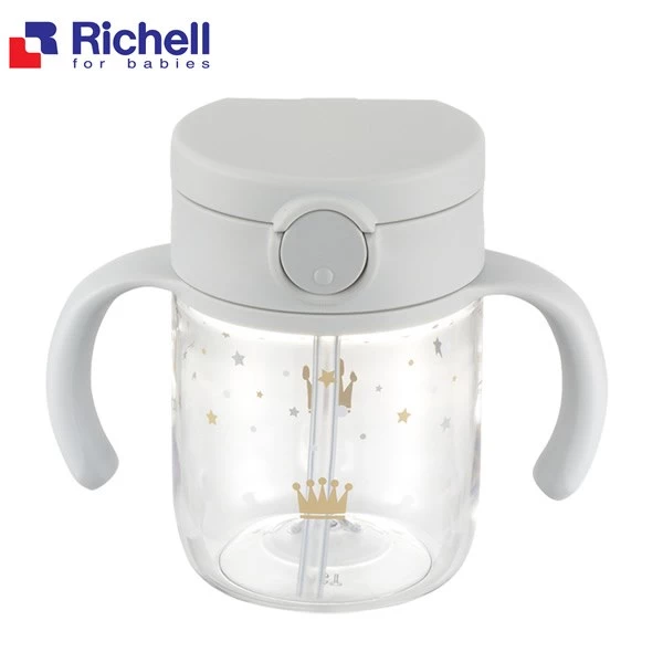 Mama Outlet - - 日本Richell Axstars 吸管水杯-淺灰 200ml - 嬰兒用品 | 母嬰用品 | 孕婦用品專門店 | 嬰兒用品網購